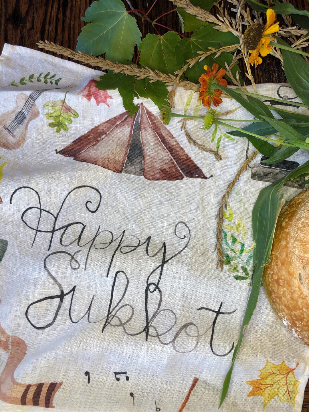 Sukkot Linen Tea Towel - Biblical Feast, Tabernacles, Booths - Etsy