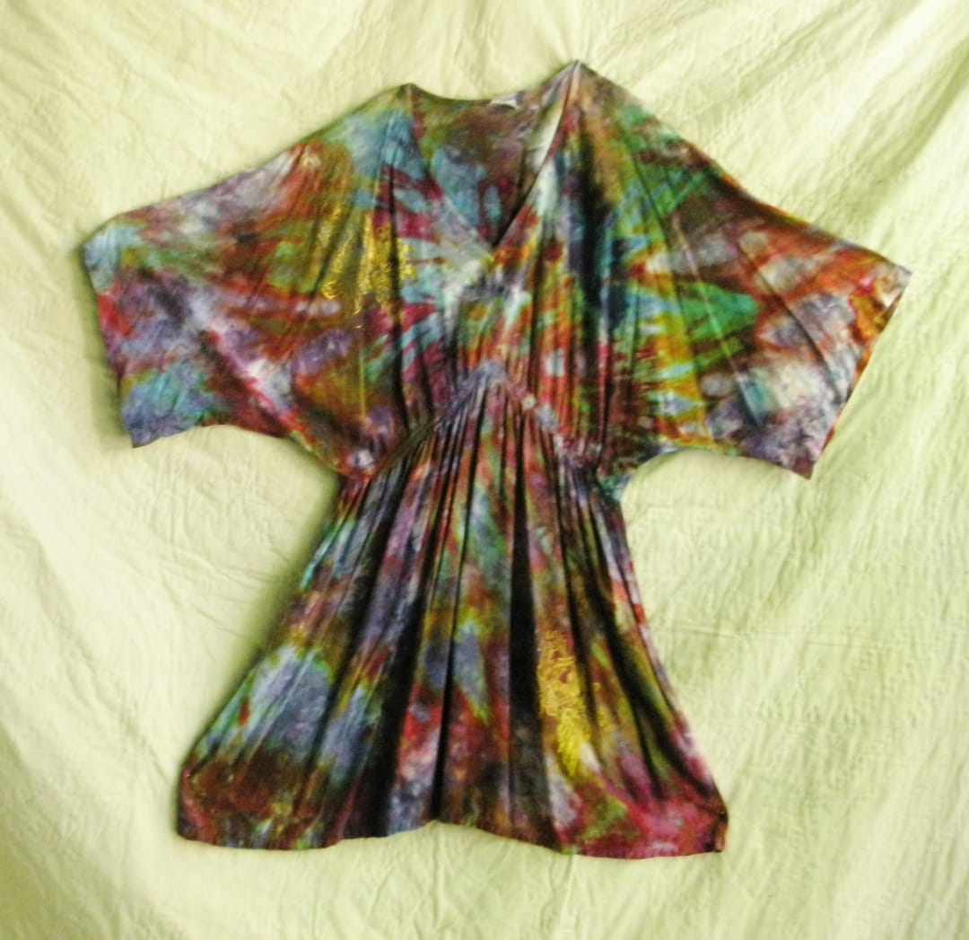 Kimono Sleeve Ice Dyed Long Rayon Blouse - Etsy