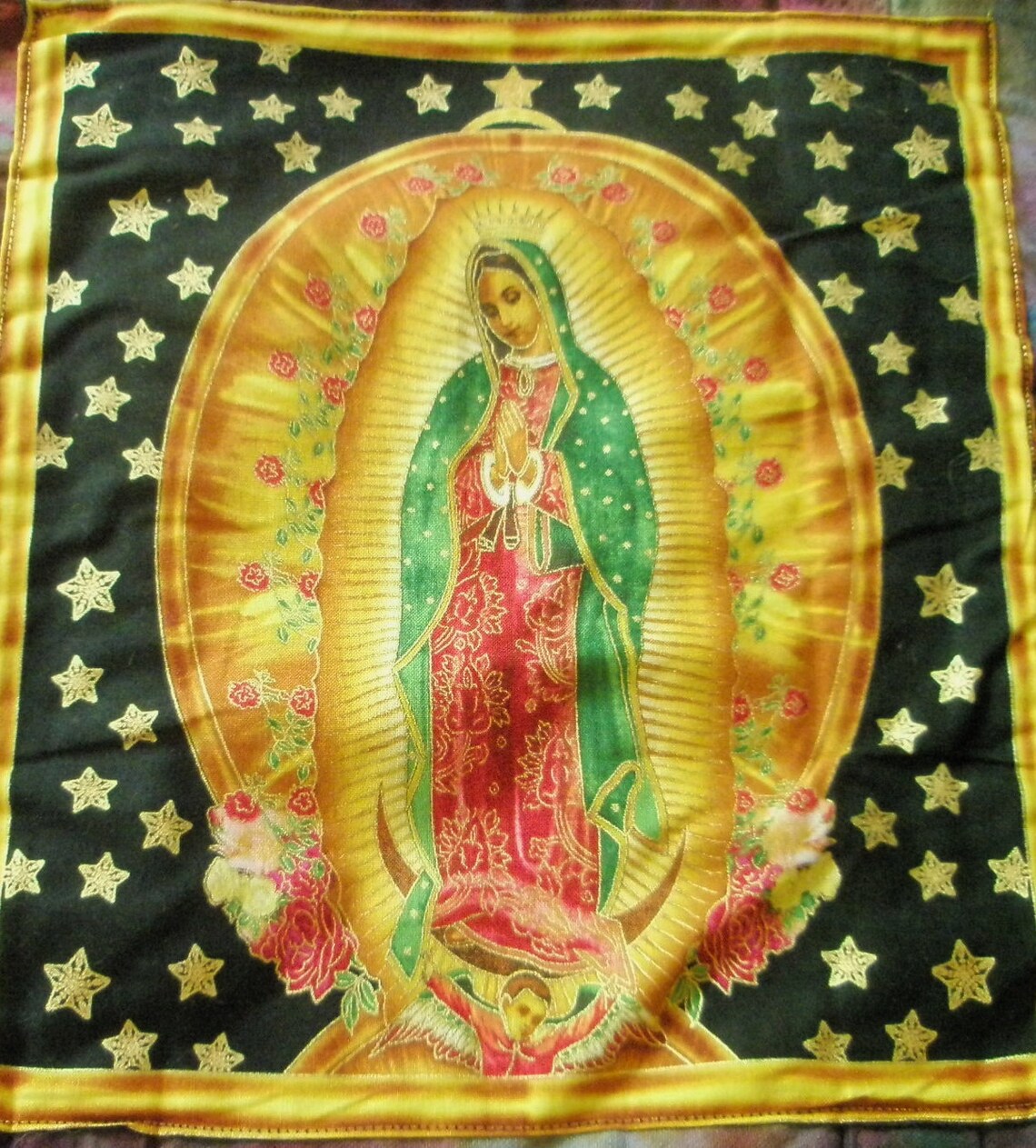 Nuestra Señora de Guadalupe embelleció la bolsa de lona teñida - Etsy ...