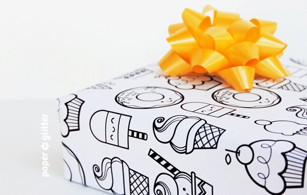 Printable Gift Wrapping Paper or Book Cover PDF Ice Cream | Etsy