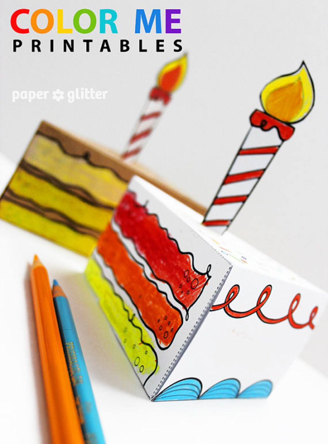 Birthday Paper Cake Favor Baking Party Box Printables Coloring Sheet ...
