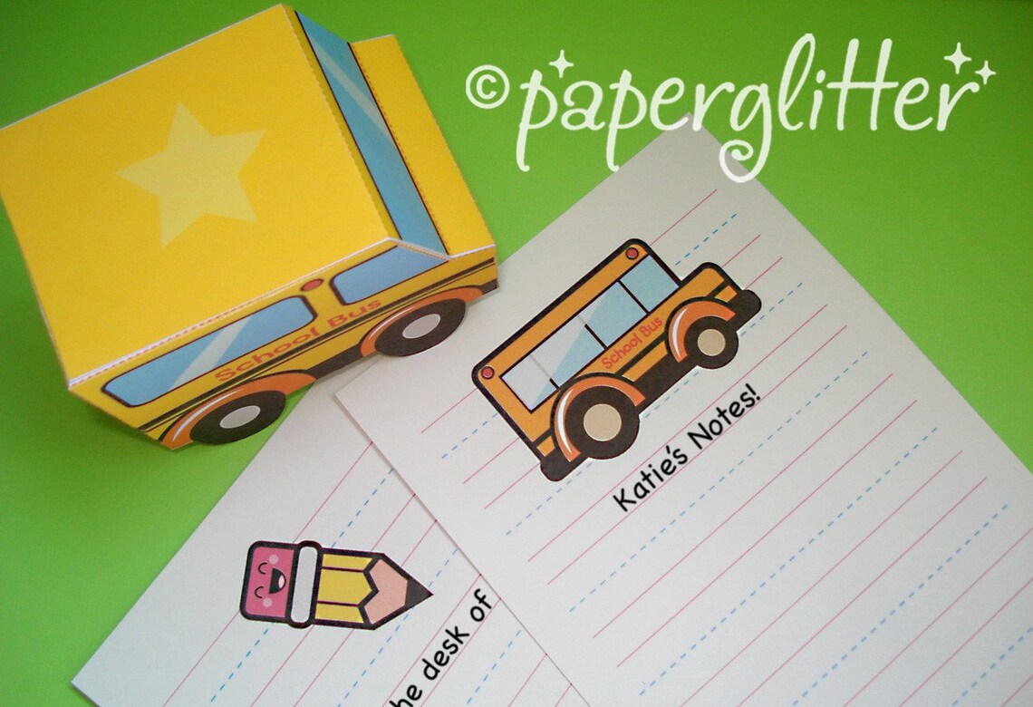 Back to School Bus Paper Toy Truck and Stationery Notes - Etsy