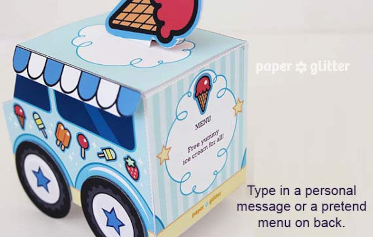 Ice Cream Party Favor Box Truck Paper Craft Toy Blue - Etsy