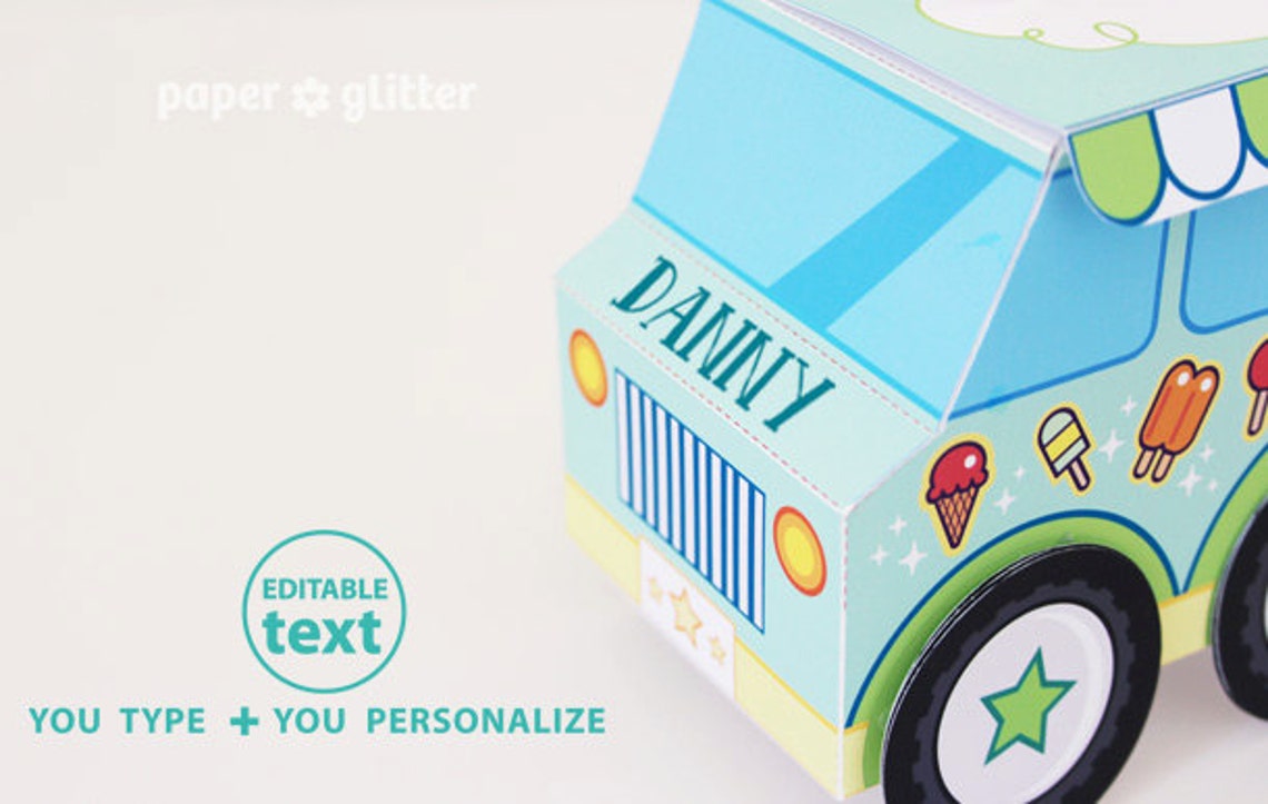 Ice Cream Party Favor Box Truck Paper Craft Toy Green - Etsy