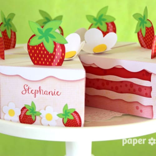 Strawberry Shortcake Paper Cake Slice in PINKS Favor Baking - Etsy