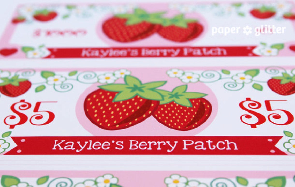 Strawberry Play Money Toy or Party Favor Printable PDF - Etsy