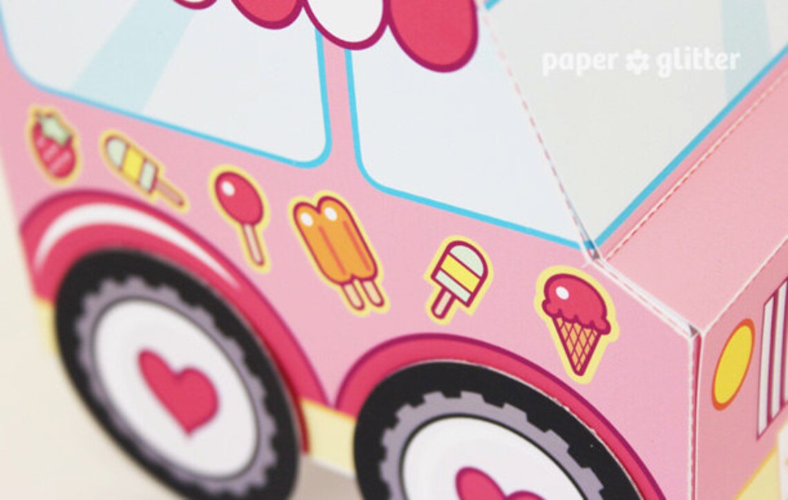 Ice Cream Party Favor Box Truck Paper Craft Toy Pink - Etsy