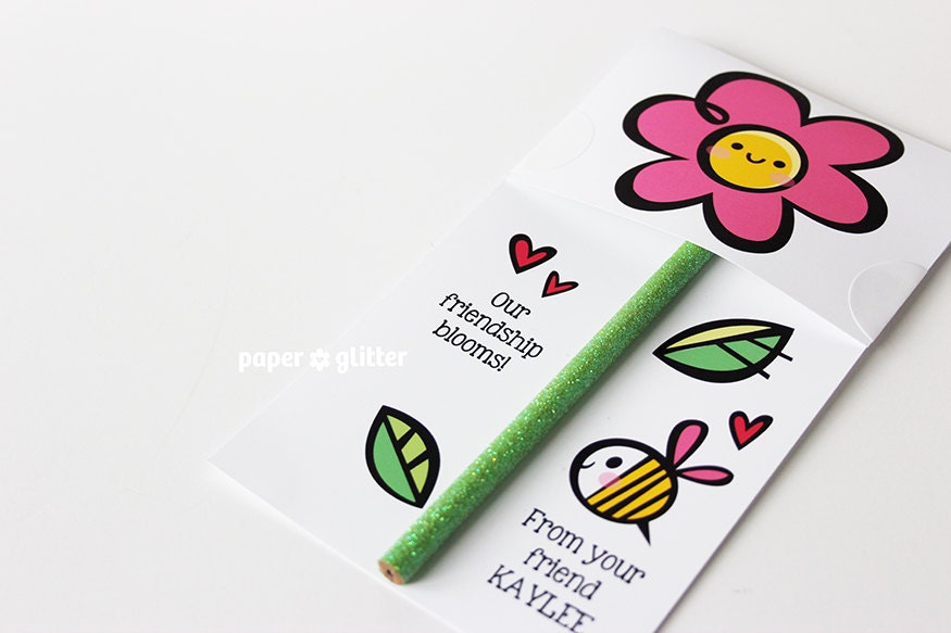 Valentine Flower Pencil Holder Valentine Printables DIY Paper - Etsy