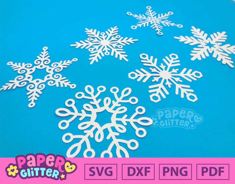 Snowflakes Bundle Set of 6 Designs | Svg, Png, Dxf, Pdf Files ...