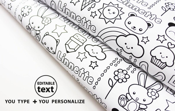 Printable Gift Wrapping Paper With Name or Book Cover PDF Editable Text ...