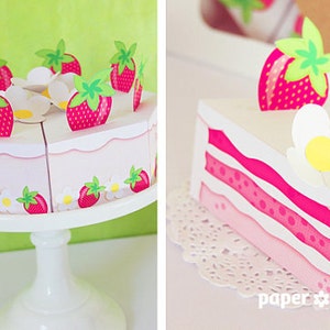 Strawberry Shortcake Paper Cake Slice in PINKS Favor Baking Party Box ...