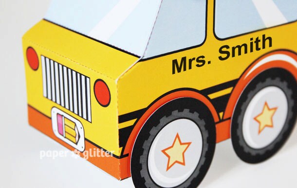 School Bus Favor Box Truck Paper Craft Toy for Back to School or End of ...