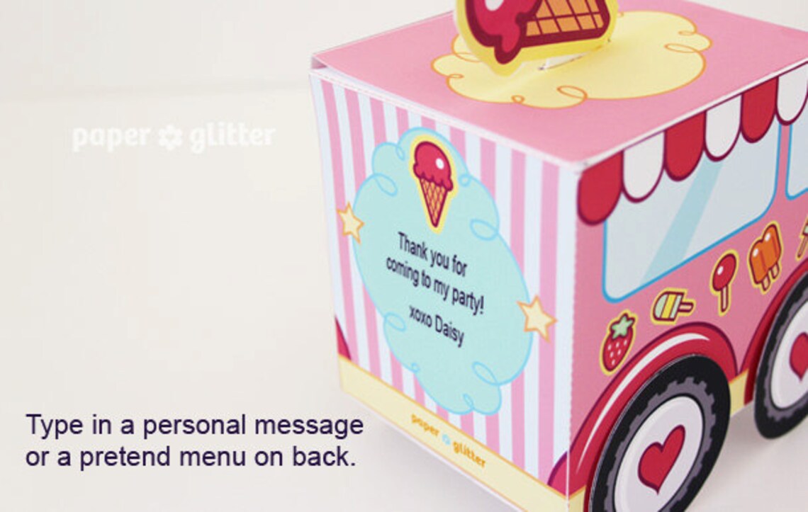 Ice Cream Party Favor Box Truck Paper Craft Toy Pink - Etsy