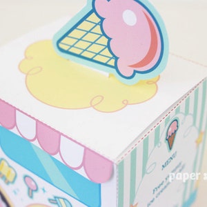 Ice Cream Party Favor Box Truck Paper Craft Toy Pastel- Editable Text ...