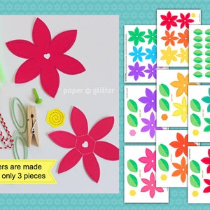 Paper Flowers Rainbow Paper Craft Set - 2 Sizes - Printable PDF 0043 - Etsy