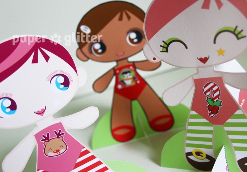 Printable Paper Dolls for Christmas Holiday Season With - Etsy