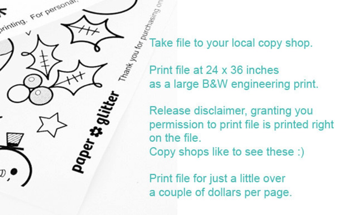 Printable Gift Wrapping Paper or Book Cover PDF Christmas 24 X - Etsy