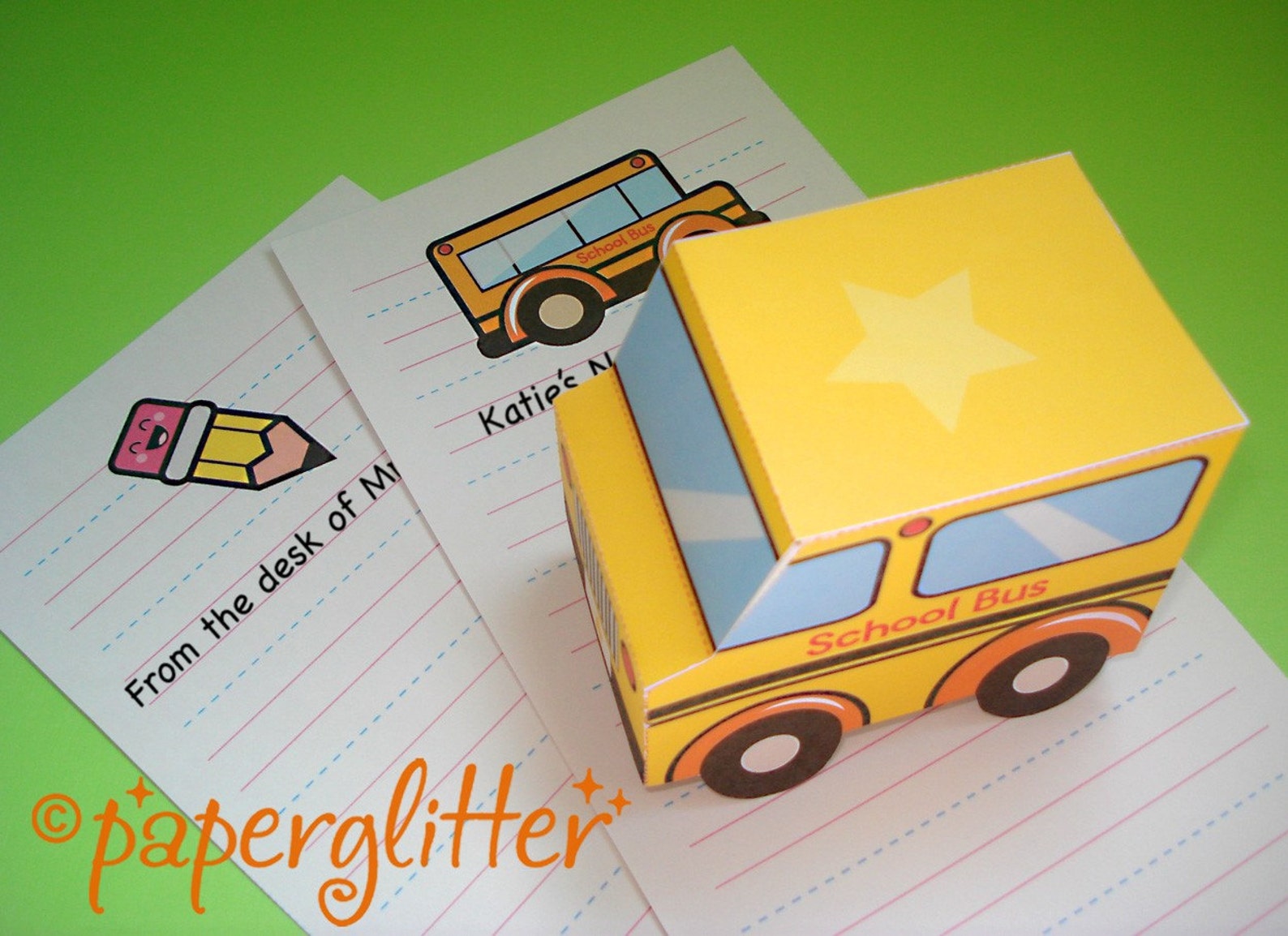 Back to School Bus Paper Toy Truck and Stationery Notes - Etsy