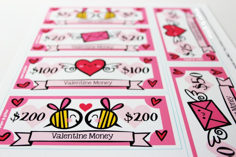 Valentine Paper Toy Money or Gift Certificate Printables DIY Paper ...