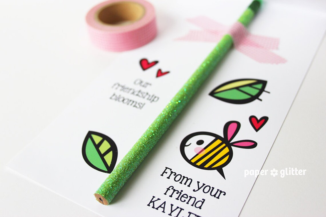 Valentine Flower Pencil Holder Valentine Printables DIY Paper - Etsy