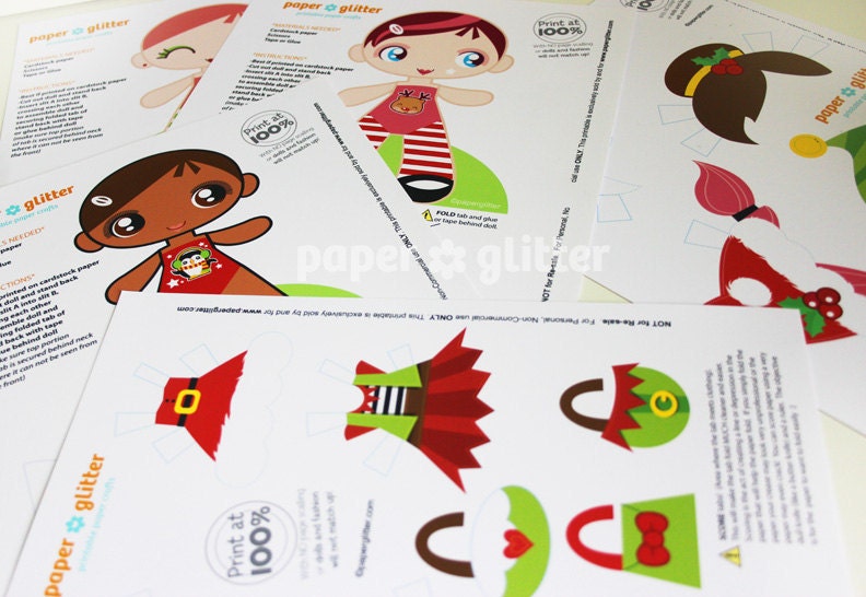 Printable Paper Dolls for Christmas Holiday Season With - Etsy