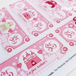 PRINCESS Play Money Toy or Party Favor - Printable PDF - Etsy