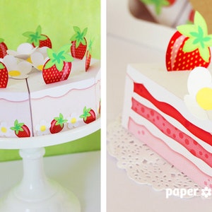 Strawberry Shortcake Paper Cake Slice in REDS Favor Baking Party Box ...