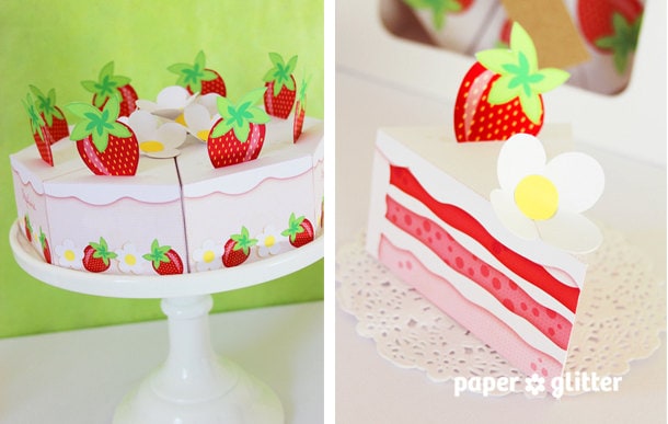 Strawberry Shortcake Paper Cake Slice in REDS Favor Baking Party Box ...