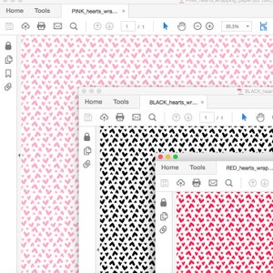 Valentine Hearts Printable Gift Wrapping Paper or Book Cover PDF, 24 X ...