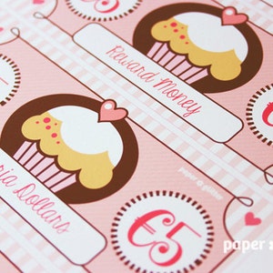 Cupcake Paper Toy Money or Gift Certificate Printables - Editable Text ...