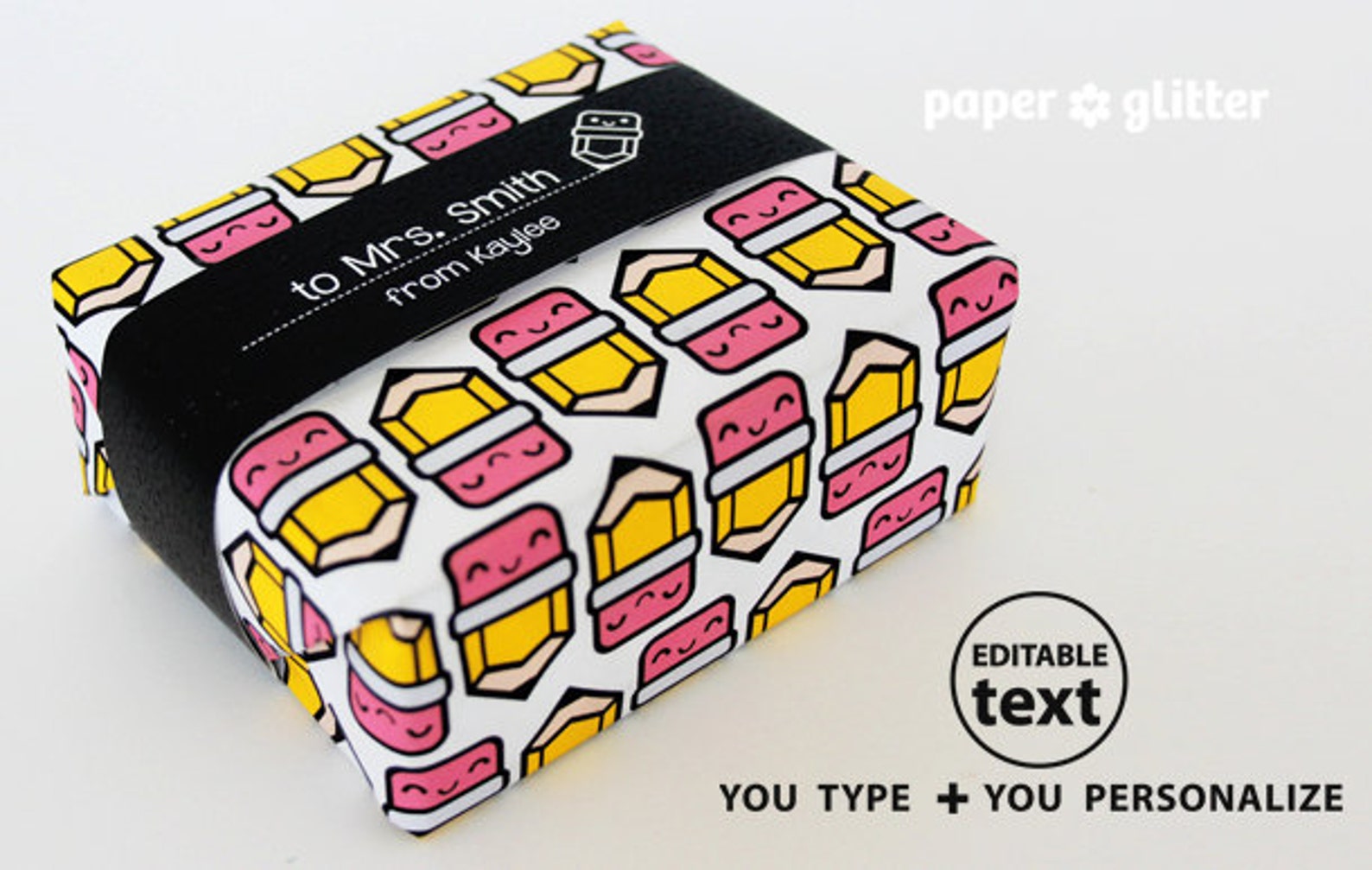 Printable Gift Wrapping Idea Paper School or Teacher Pencil - Etsy