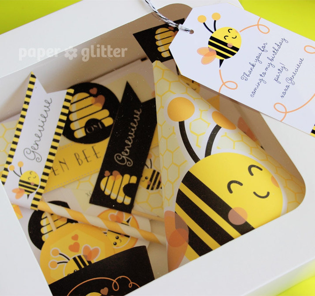 Bee Bumble Bee Printable Party Kit Yellow Black With Invitations and ...
