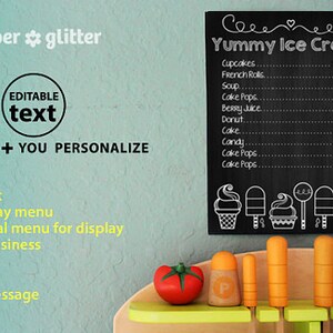 Ice Cream Social Party Chalkboard Art Poster Paper Printable - Could ...