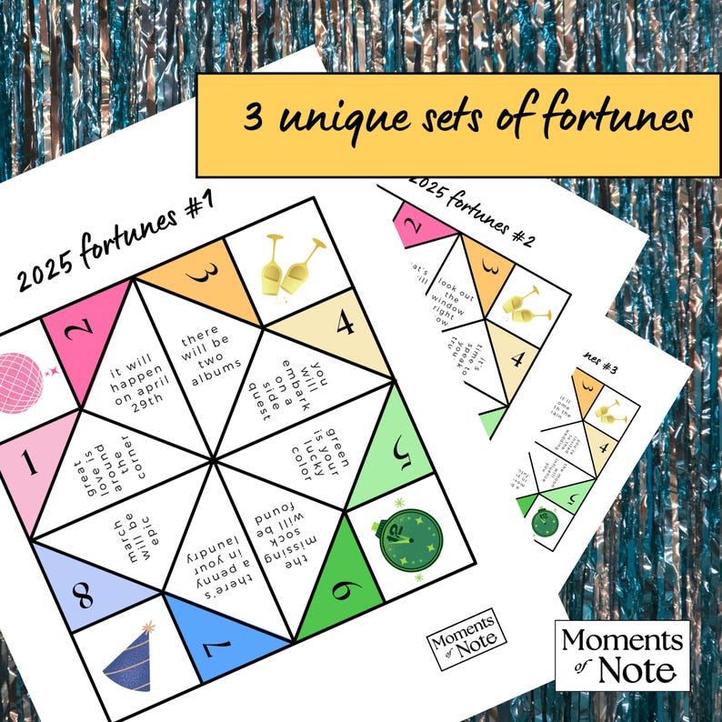New Years Eve Game Fortune Teller Printable Cootie Catcher Party Games ...