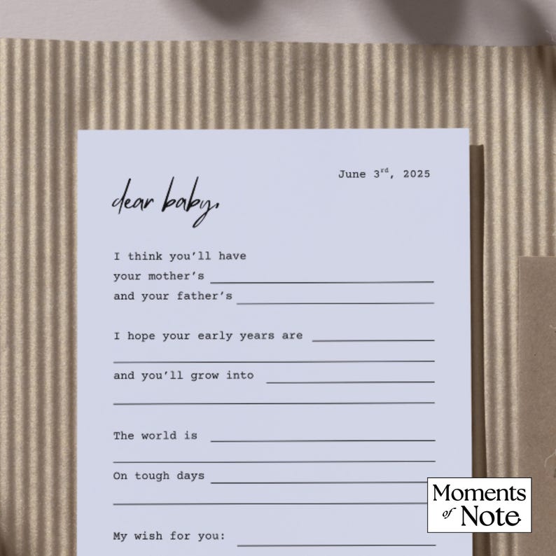 Wishes for Baby Dear Baby Shower Activity Card Template Advice for Baby ...