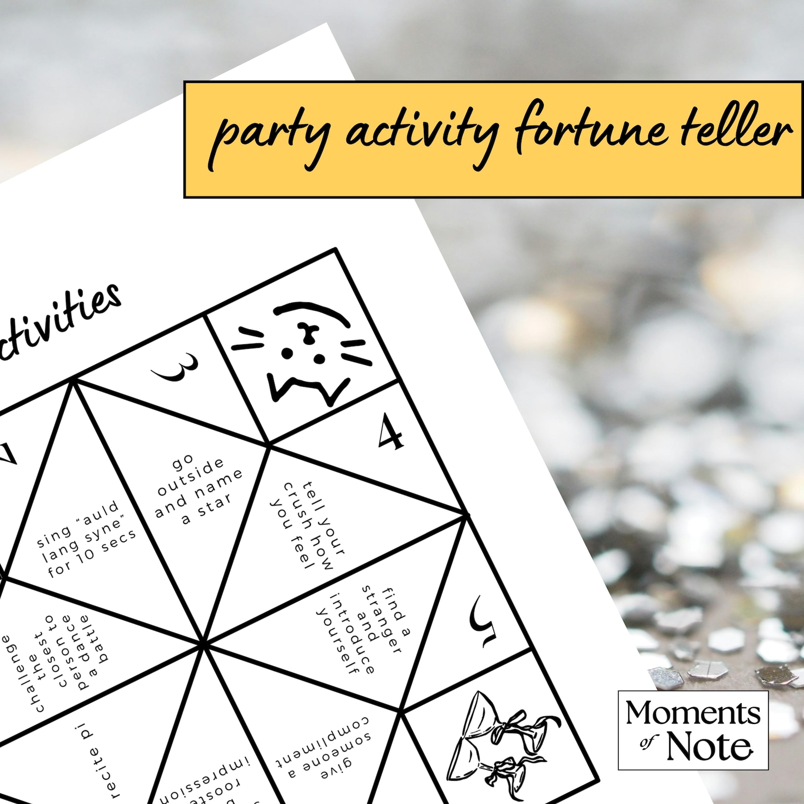 New Years Eve Game Fortune Teller Printable Cootie Catcher Party Games ...