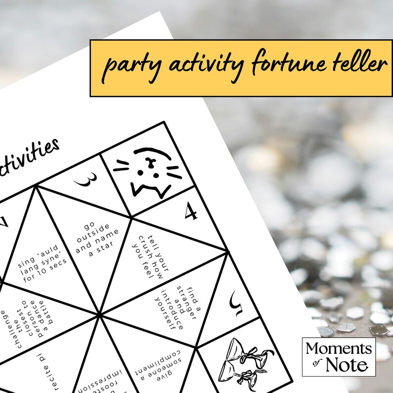 New Years Eve Game Fortune Teller Printable Cootie Catcher Party Games ...