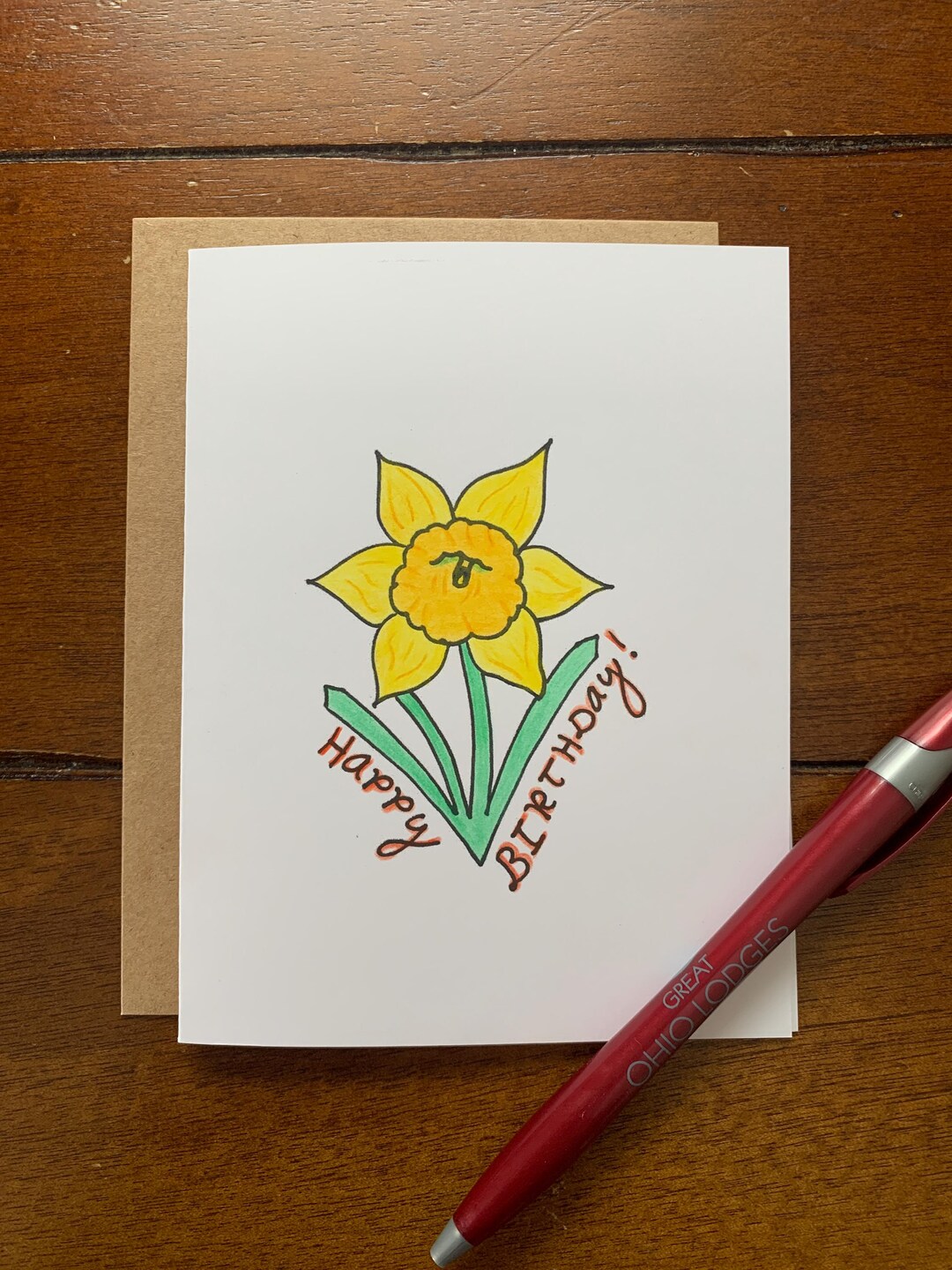 Daffodil Happy Birthday Card - Etsy