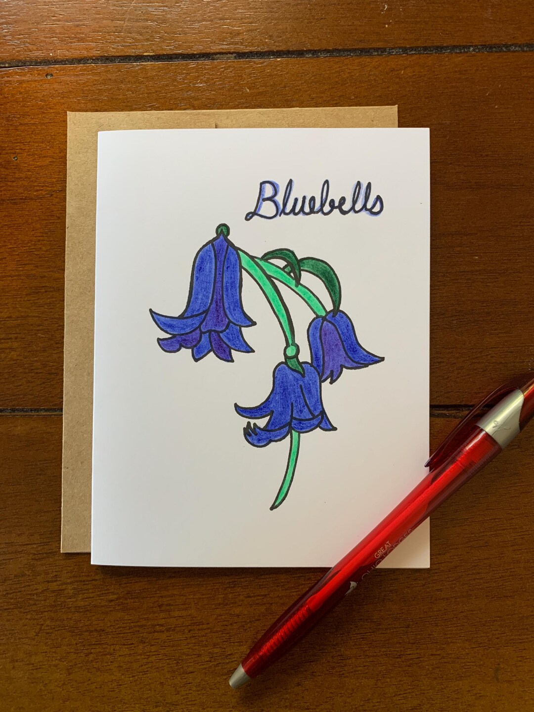 Handmade Bluebell Greeting Card - Etsy