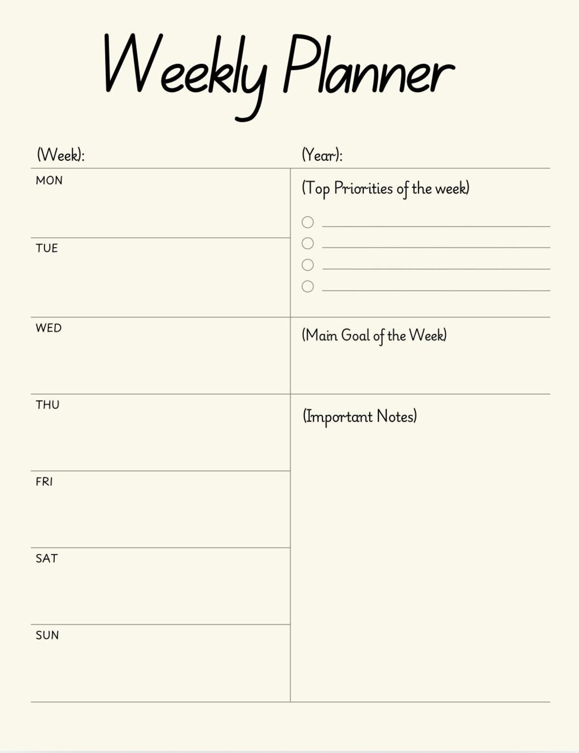 Bundle Deal of a Digital/printable to Do List, 2 Weekly Planners, a ...