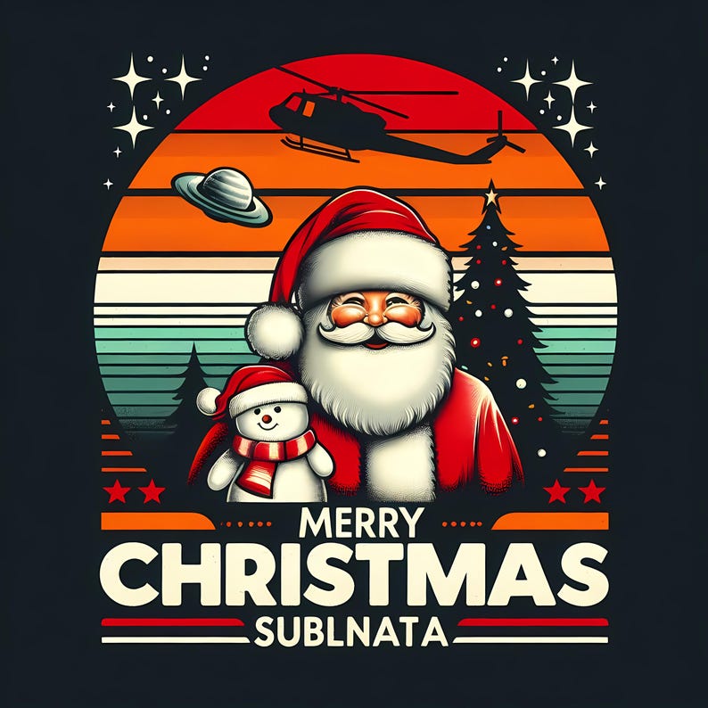 Retro Christmas PNG Vintage Santa Claus T-shirt Design, Christmas Sublimation PNG, Merry ...