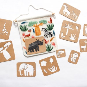 8x8 Inch Safari Theme Wall Hanging Felting Kit, Wool Felt Sign With ...