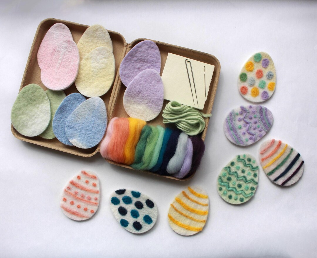 DIY Felt Easter Egg Decorating Kit, Easter Egg Craft for Garland or ...