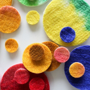 100% Wool Felt Circles, Small Batch Colorful Craft Felt, Bright ...