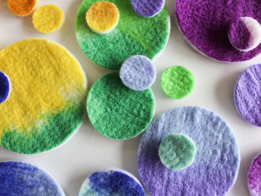 100% Wool Felt Circles, Small Batch Colorful Craft Felt, Bright ...