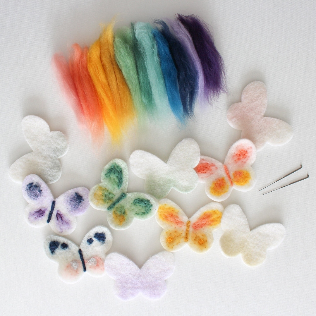 Wool Butterfly Felting Kit, DIY Garland or Ornament Decoration, Natural ...
