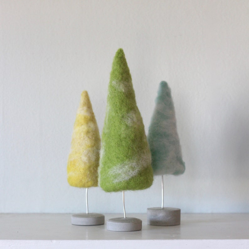 Felted Trees in Bright Vintage Colors Bottle Brush Trees - Etsy