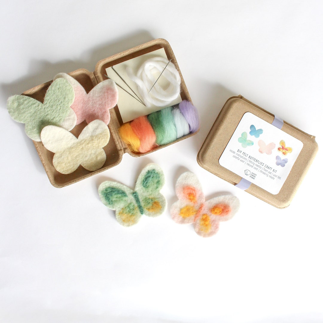 DIY Felt Butterfly Mini Felting Kit: Kid-friendly Needle Craft - Etsy