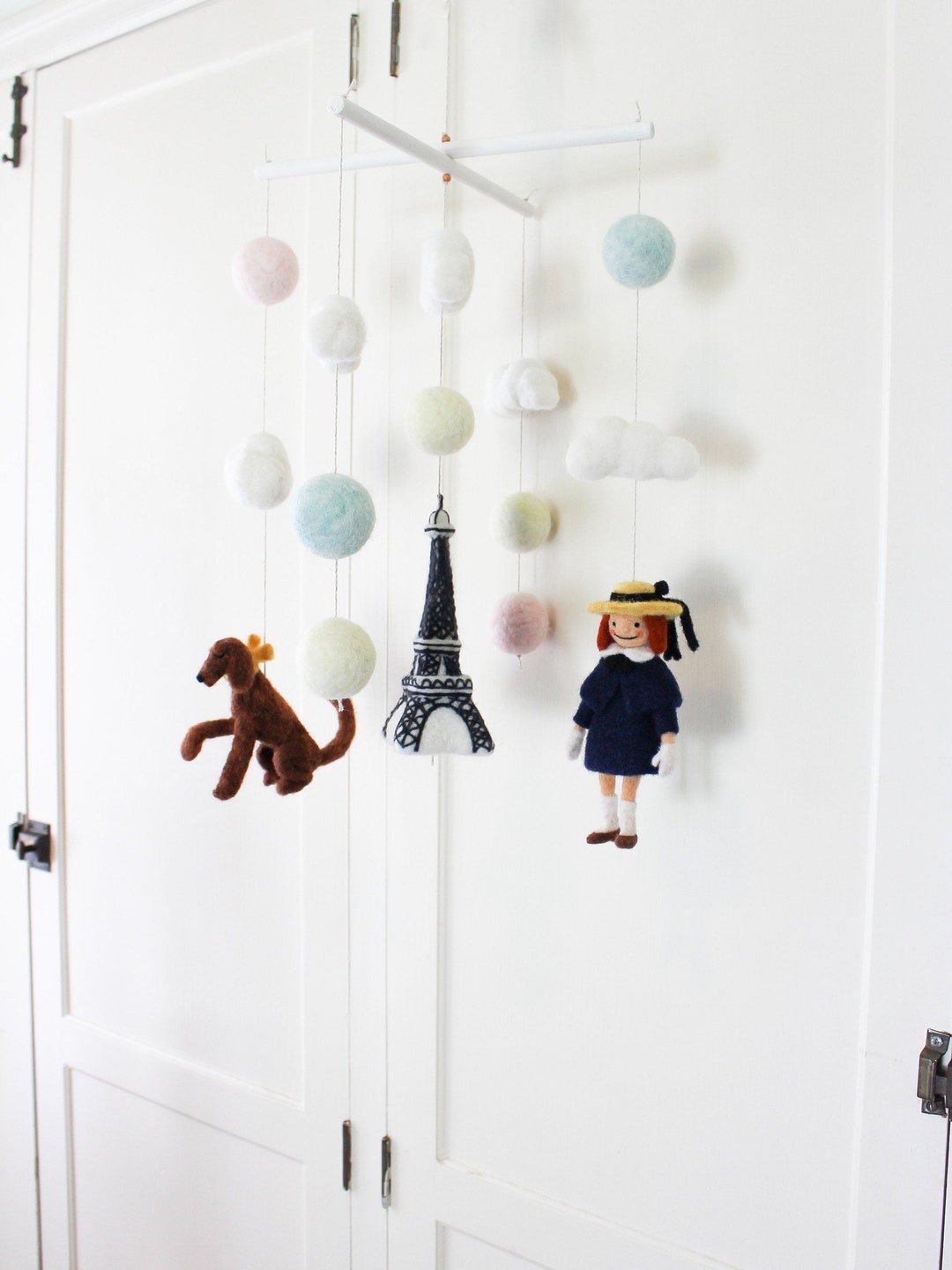 Madeline and Genevieve Baby Mobile, Storybook Nursery Mobile, Felted ...