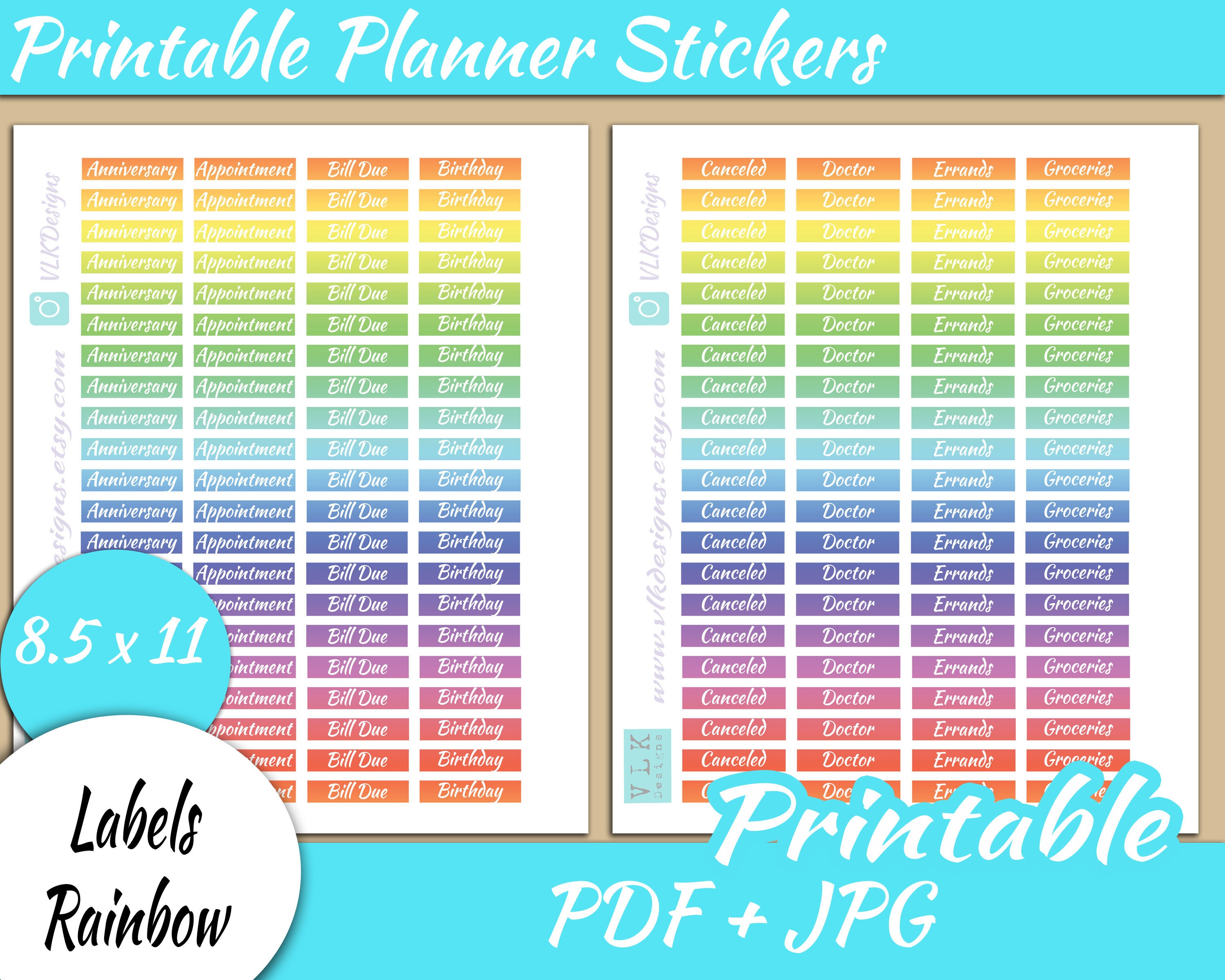 BUNDLE Headers Labels Etiquetas de planificador imprimibles-Happy ...
